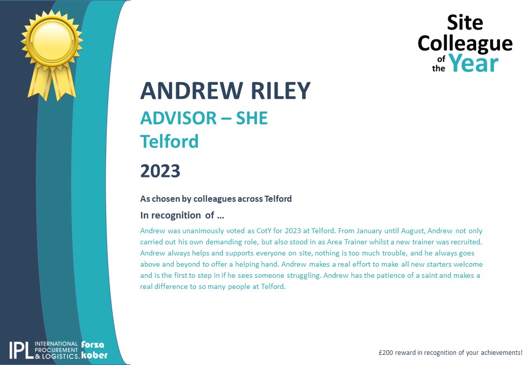 Site Colleagues of the Year for 2023 : International Procurement ...