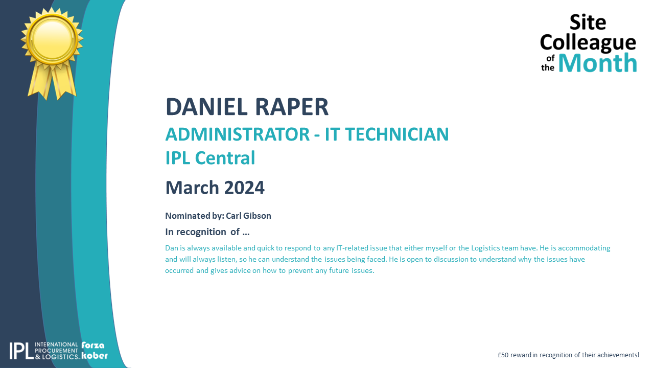 Colleague of the Month Winners – March 2024 : International Procurement ...